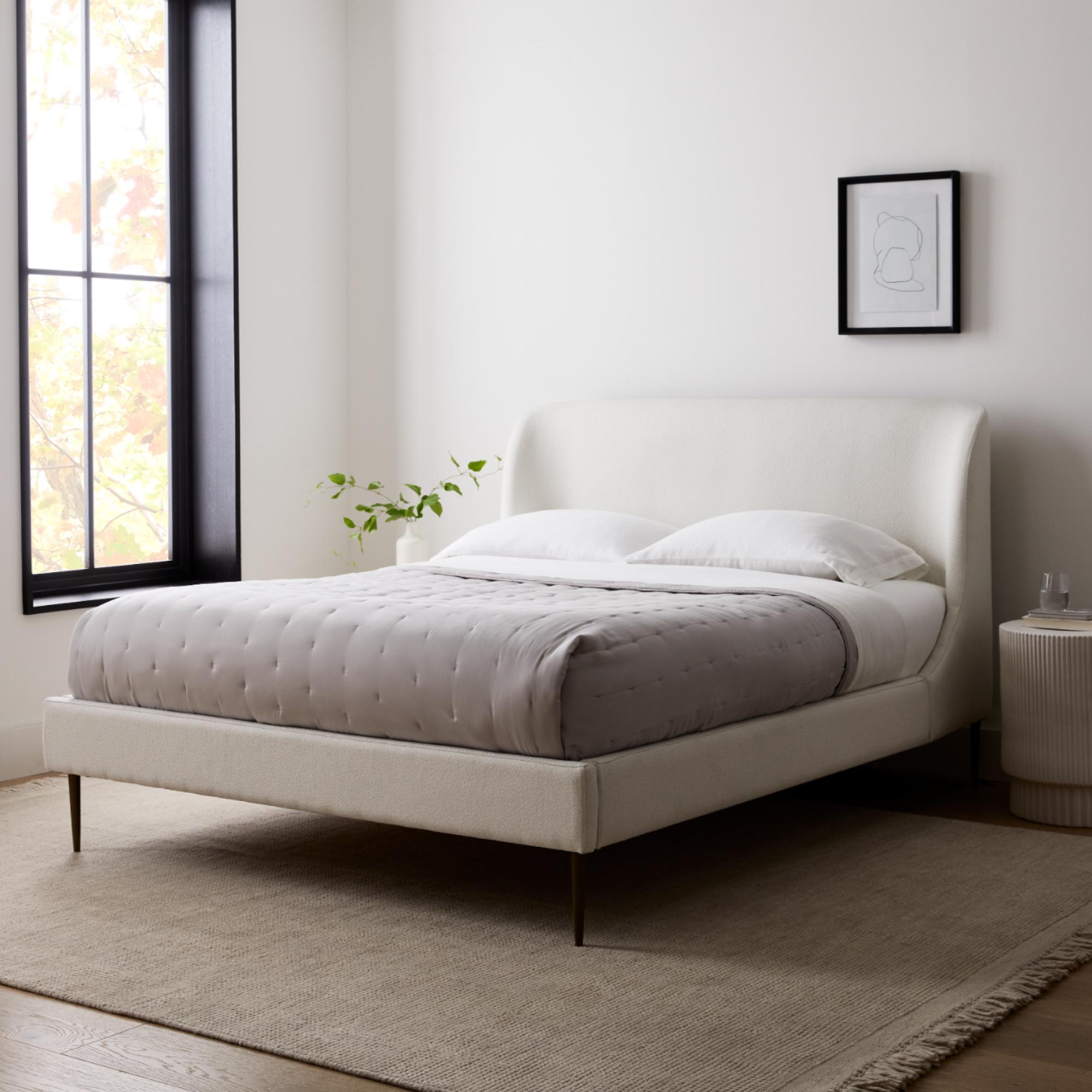 Lana Upholstered Bed Modern Wingback Design West Elm UK